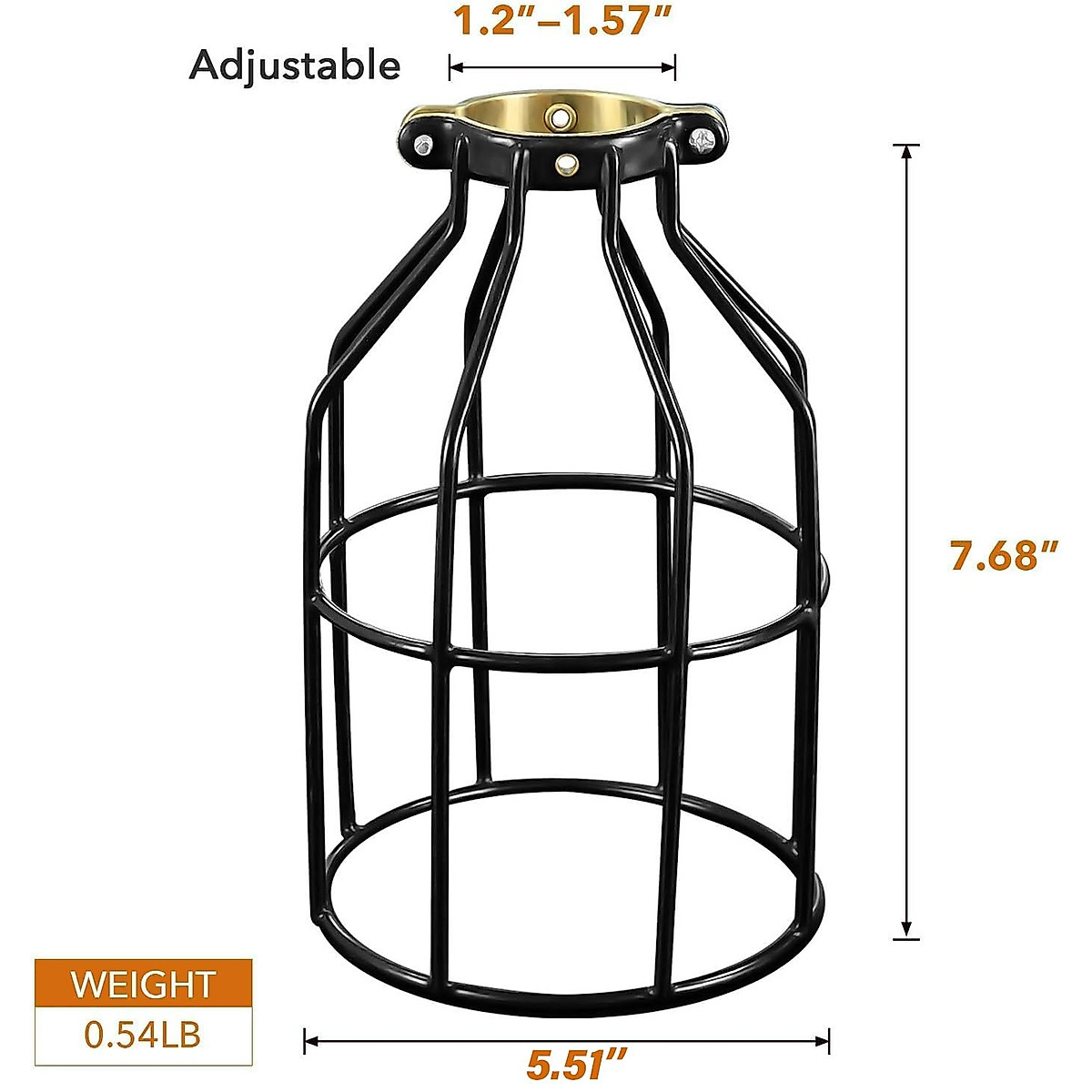Simple Deluxe Metal Bulb Guard Lamp Cage, Adjustable Industrial Clamp for 1.41"-1.7" Lamp Base, Pendant, Farmhouse Light Fixture, Vintage Lamp Shades, 4 Pack Black