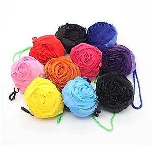 YUYIKES 10PCS Folding Shopping Bags Reusable Roses Shopping Tote Bags Compact Eco Periodic Duty Recycling Use Shopping Bags (Roses)