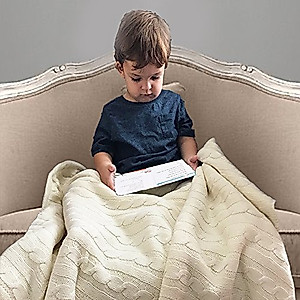 effe bebe Magnolia Cable Knit and Sherpa Baby Blanket 30"x40"(Petal Pink)