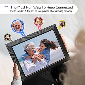 NexFoto 16.2 Inch Extra Large Digital Picture Frame 32GB with Remote Control, WiFi Digital Photo Frame with IPS Touch Screen,Easy to Share Photos via App, Wall-Mountable, Gift for Mother