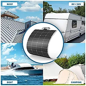 Voltset 200 Watt Flexible Solar Panel, 2 x 100W 12V ETFE Monocrystalline Panel Bendable Solar Panel, Lightweight Solar Panel Charger for RV Car Van Marine Tent Camping