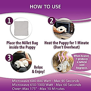 Large Microwavable Stuffed Animal Heating Pad | Menstrual Period Heating Pad for Cramps with Millet Seeds Bag & Soft Plush Fabric - Warm & Cozy Dog, Soothing Comfort for Adults, Teens and Kids