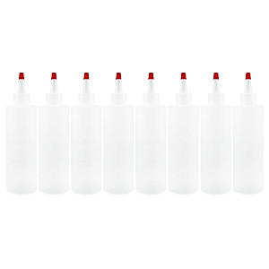 Cornucopia 8oz HDPE Plastic Squeeze Bottles w/Yorker Tips (6-Pack), Empty Refillable Bottles for Arts, Crafts & Kitchen (6 Pack)