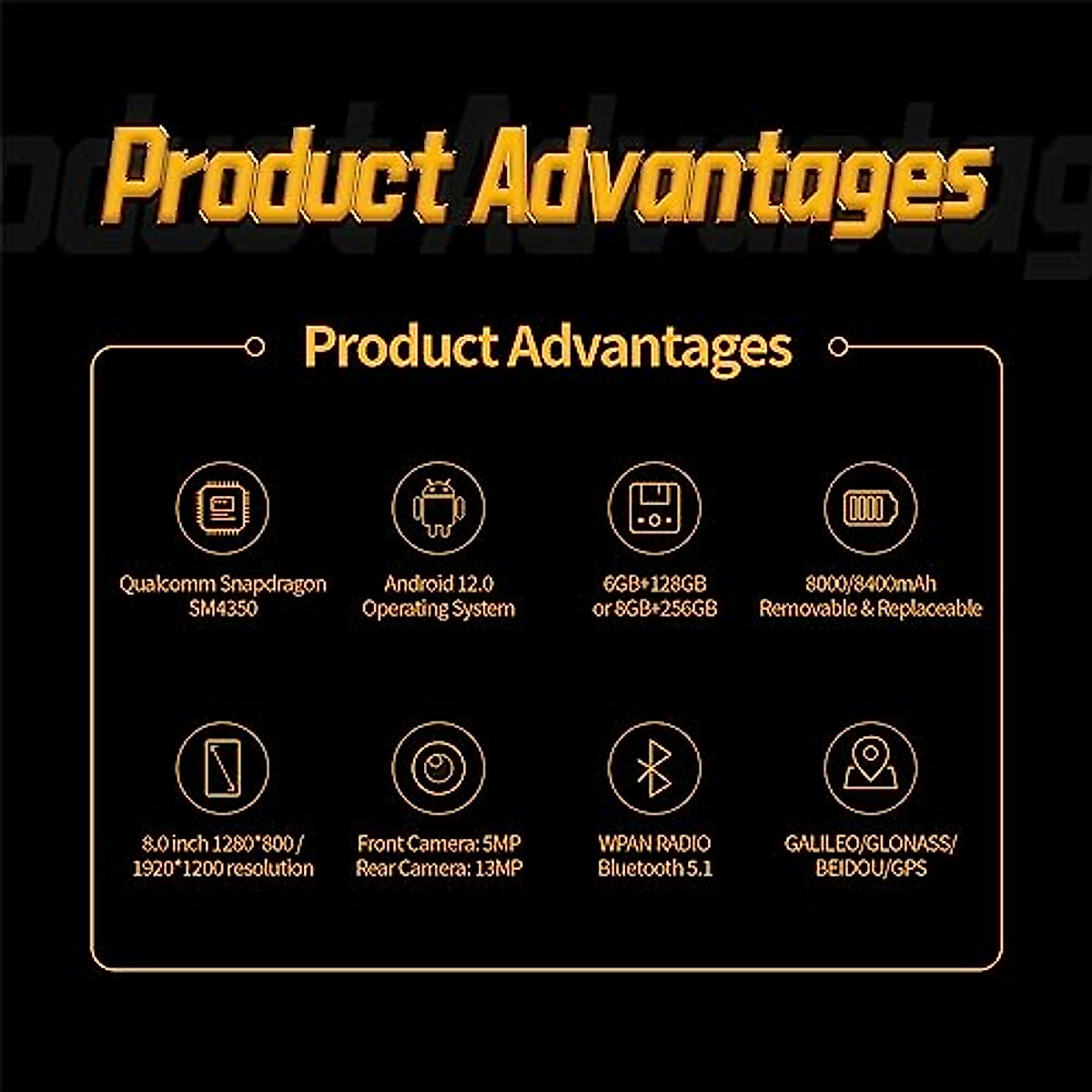 DORLAND Xpad_07 5G Explosion Proof Tablet,8.0" Rugged Tablet,Android 12.0 Outdoor Tablet,6GB RAM + 128GB ROM Tablet,Ex ib IIC T4 Gb/Ex ibD 21T 130℃ | 8000mAh | IP67 Waterproof | BT5.0