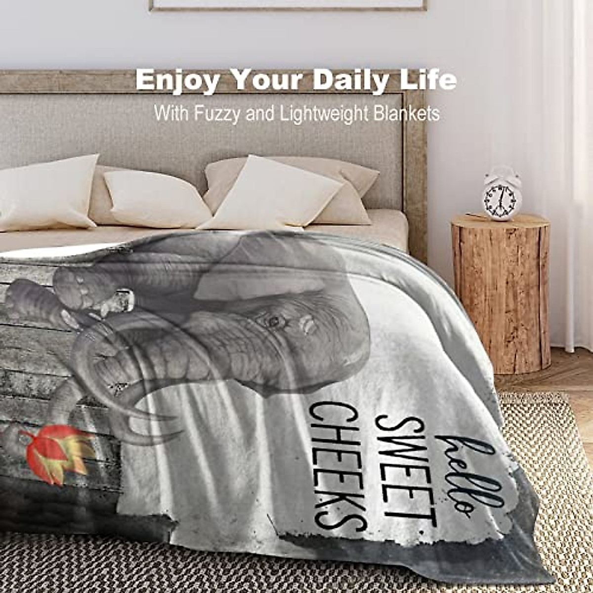 Elephant Blanket Cute Funny Elephant Decor Animal Throw Blanket Elephant Gifts for Girls Boys Super Warm Soft Plush Fleece Flannel Blanket Winter Couch Bedding Blanket for Kids Adults Women 40"x50"