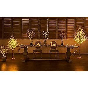 LITBLOOM Lighted Brown Willow Branches with Timer and Dimmer 2 Sets Tree Branch with Warm White Lights for Holiday and Party Decoration 32IN 150 LED Waterproof Plug in