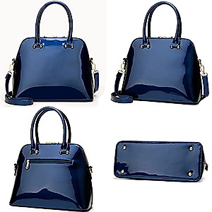 ZiMing Glossy Patent Leather Handbags Classic Dome Satchel Bag Women Stylish Crossbody Bags Top Handle Purses Shoulder Bag-Red