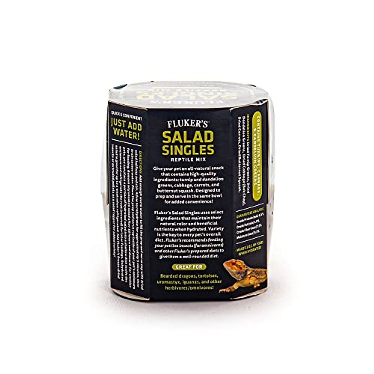 Fluker's Salad Singles All Natural Reptile Mix- Just Add Water, Each Pack Makes 2oz of Food, for Bearded Dragons and Other Herbivores/Omnivores, 3-Pack 0.65oz