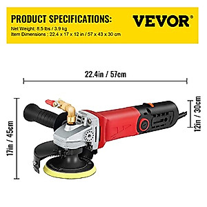 VEVOR Wet Buffer / Polisher, 6 Variable Speed 1100-5000 RPM Granite Polisher, Concrete Stone Buffing Machine with 4" & 5" Extra Diamond Polishing Pads, 7 Wet Grinding Discs for Granite Marble Stones
