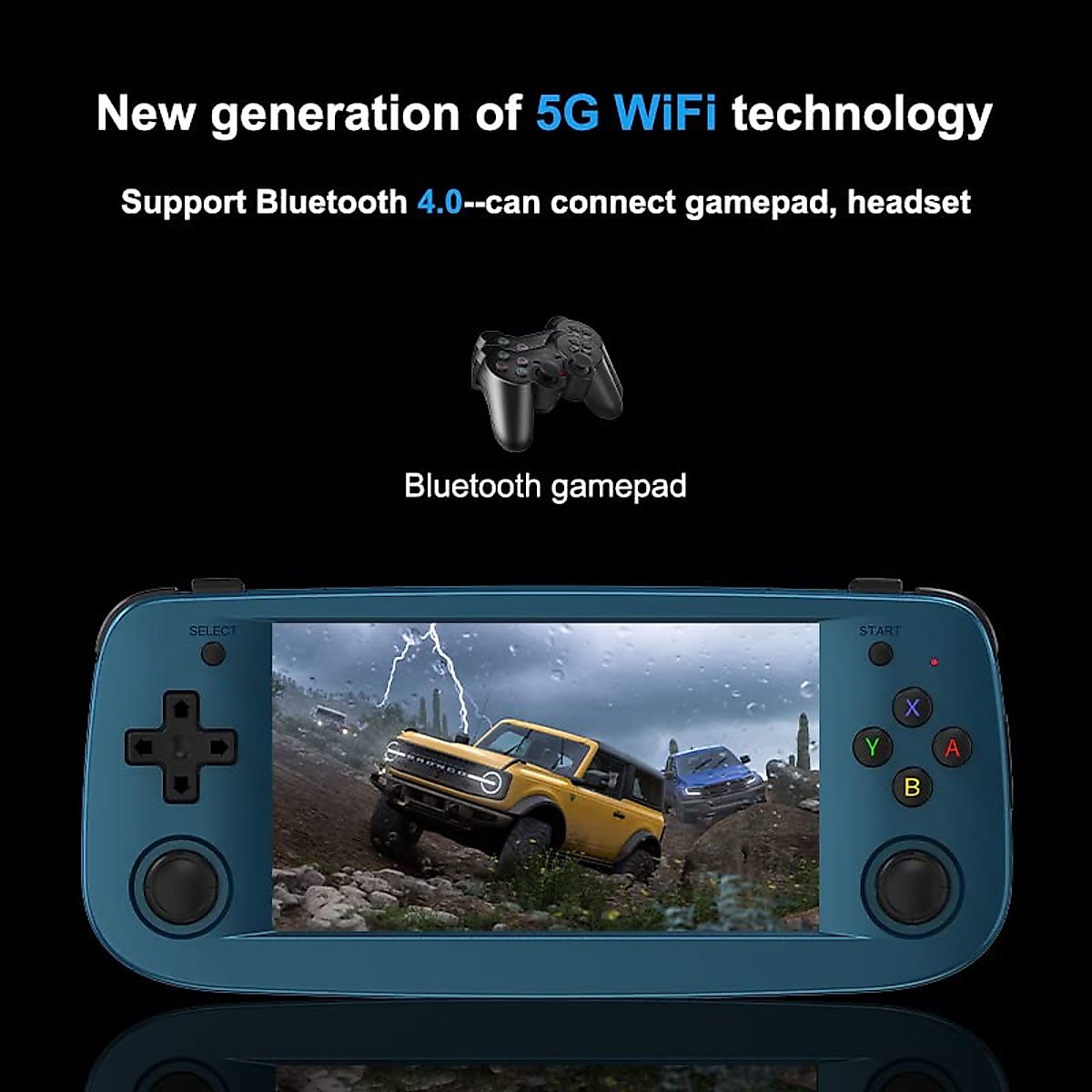 Daxceirry RG503 Retro Handheld Game Console 4.95-inch OLED Screen Linux System RK3566 Support 5G WiFi Bluetooth Portable Video Games Player with 64G Card 4193 Classic Games Gift (RG503-Blue)