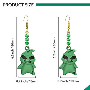RUIYUE Funny Earrings Halloween Earrings,Christmas Nightmare,Ladies and Girls Earrings Green Jewelry Stud Earrings Green Ghost Earrings