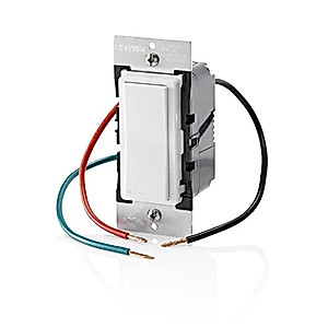 Leviton DN15S-2RW Decora Smart No-Neutral 15A Switch, Requires MLWSB Wi-Fi Bridge to Work, Alexa, Hey Google, HomeKit/Siri, White