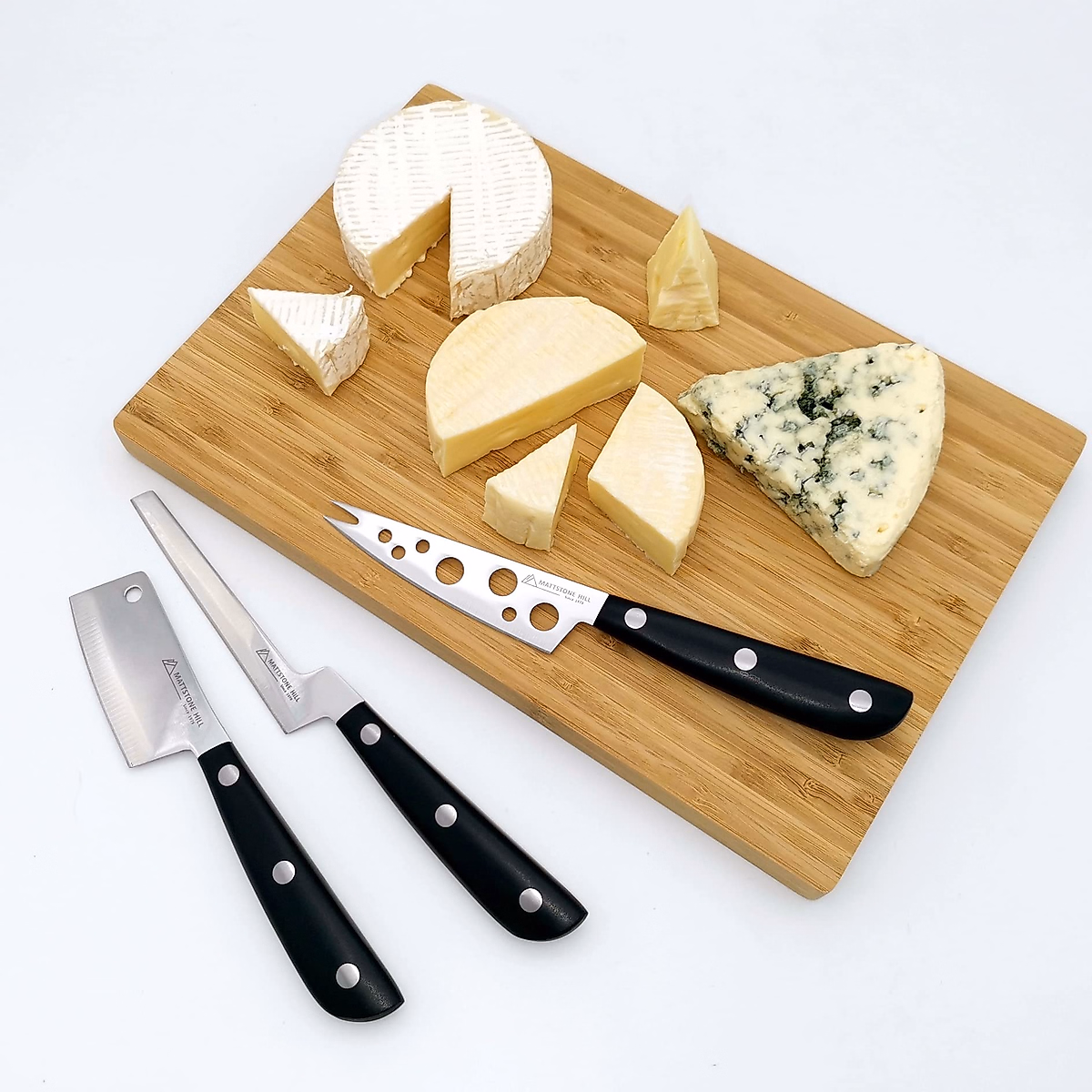 Cheese Knife, MATTSTONE HILL 4 inches All Purpose Cheese Knife - Soft & Semi Hard Cheese Knife, Premium Stainless Steel, Black Handle