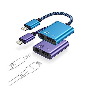 iPhone Aux Adapter, 2 in 1 Dual Lightning to 3.5mm Audio Jack & Charger [Mfi Certified] Dongle Cable Splitter for Apple Converter Compatible with iPhone 14 Pro Max 13 12 11 XR XS X 8 Plus, iPad iPod