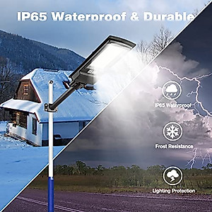 KingHe Solar Street Lights Outdoor Waterproof- 800W Dusk to Dawn Solar Parking Lot Lights,Security Flood Lights with Motion Sensor Control for Yard, Path, Garage,Home, Commercial Grade