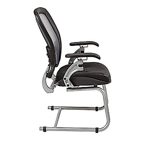 SPACE Seating Air Grid Back with Leather Seat Visitors Chair, Black
