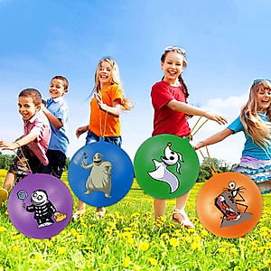 24 Pcs Nightmare Christmas Punch Balloons Nightmare Christmas Party Favors Latex Bounce Balloons with Rubber Band Handle for Birthday Party