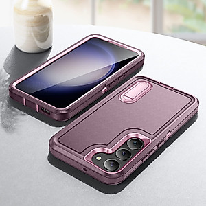 BaHaHoues Samsung Galaxy S23+ Plus Case, Shockproof/DropProof Military Grade Protective Cover with Built in Kickstand, Wireless Charging Compatible, Night Purple/Baby Pink