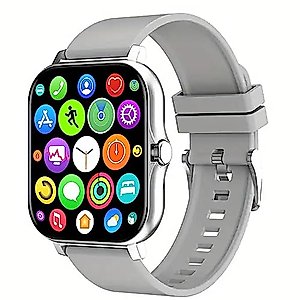 DOVIICO Smart Watch,1.69'' Full Touch Screen Fitness Smart Watch for iOS/Android Phones with Real Time Heart Rate Monitor/Blood Pressure/Oxygen Tracker with Smart Watches for Women Men(Silver)