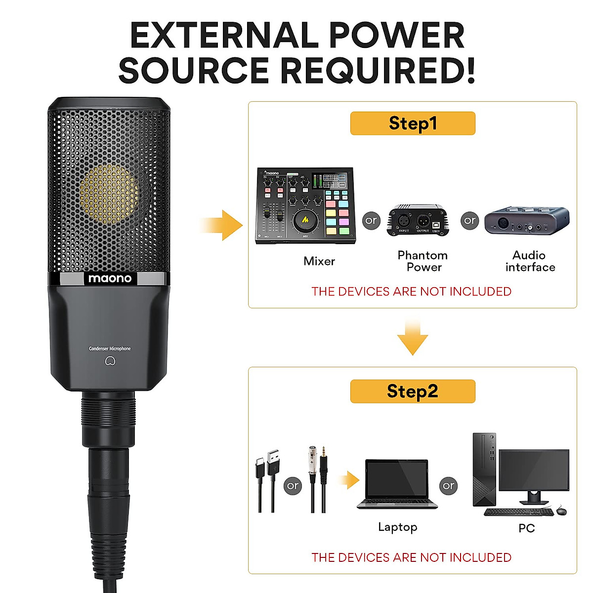 MAONO XLR Podcast Microphone, Professional Cardioid Studio Mic for Podcasting, Recording, Streaming, Vocals, Voice Over, Music, ASMR(PM500 & HD300T Gray)