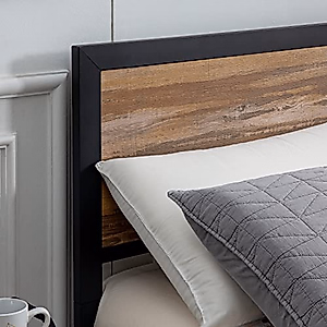 GAZHOME Twin Bed Frame with Wooden Headboard/No Box Spring Needed Heavy Duty Metal Platform / 9 Stable Leg/Noise Free/Easy Assembly