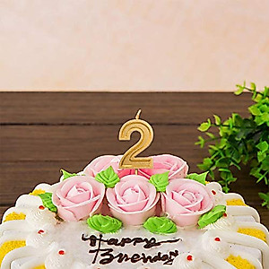LUTER Gold Glitter Happy Birthday Cake Candles Number Candles Number 3 Birthday Candle Cake Topper Decoration for Party Kids Adults