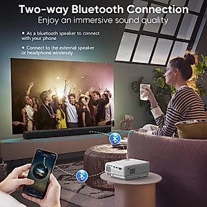 Projector with WiFi, 2023 Upgrade 8500L [100" Projector Screen Included] Projector for Outdoor Movies, Supports 1080P Synchronize Smartphone Screen by WiFi/USB Cable for Home Entertainment