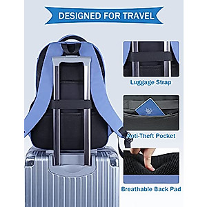 MATEIN Large Laptop Backpack, Water Resistant 17 Inch Travel Laptop Backpack with Waterproof Wet & Dry Pocket, College Lightweight Daypack Durable Anti Theft Computer Bag for Men & Women, Blue
