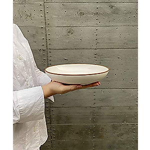 Mora Ceramic Large Pasta Bowls 30oz, Set of 4 - Serving, Salad, Dinner, etc Plate/Wide Bowl - Microwave, Oven, Dishwasher Safe Kitchen Dinnerware - Modern Porcelain Stoneware Dishes, Vanilla White
