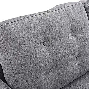 AC Pacific Shelby Mid Century Modern Living Room Tufted Sectional Set, LF, Pewter Grey