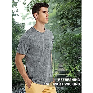 YUERD M&W 100% Merino Wool T-Shirt Mens Short Sleeve Merino Wool T Shirts for Men Grey