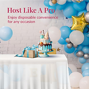 4 White Plastic Tablecloth - 108 X 54 Plastic Table Cloth | Disposable Tablecloths | White Tablecloths | Plastic Table Cover | Tablecloths for BBQ, Party, Fine Dining, Wedding, Outdoor