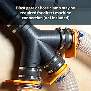 POWERTEC 70275V 3-Way Dust Collection Fitting for 4 in Hose & Cuff, 1 PK,Black