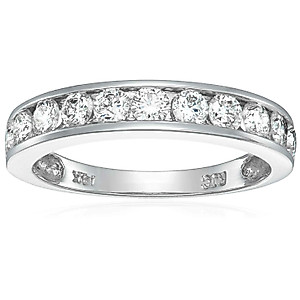 VIR JEWELS 1 cttw Diamond Wedding Anniversary Band for Women Half Eternity Diamond Engagement Ring 14K White Gold Channel Set SI2-I1 Clarity Certified Size 10