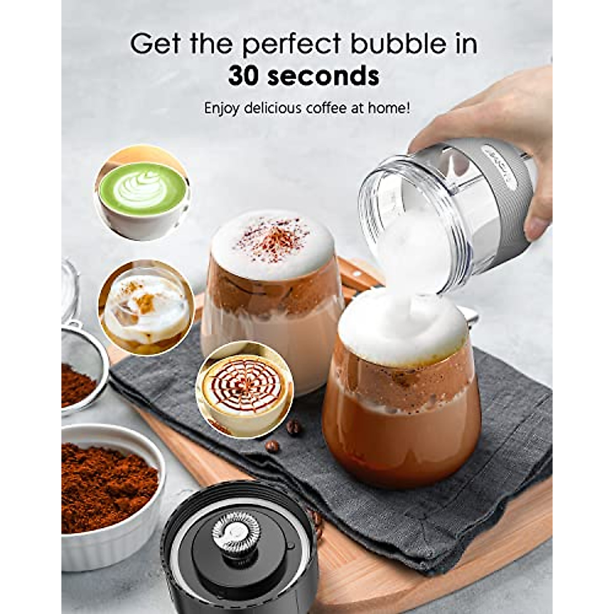 Blender, Upgrade Bullet Blender for Shakes and Smoothies,850 Watt 12 PCS Airpher Portable Blender Set for Kitchen with Milk Frother, 6-Edge Blade, Blade Grinder, 2*24 Oz & 10 Oz To-Go Cup, BPA Free