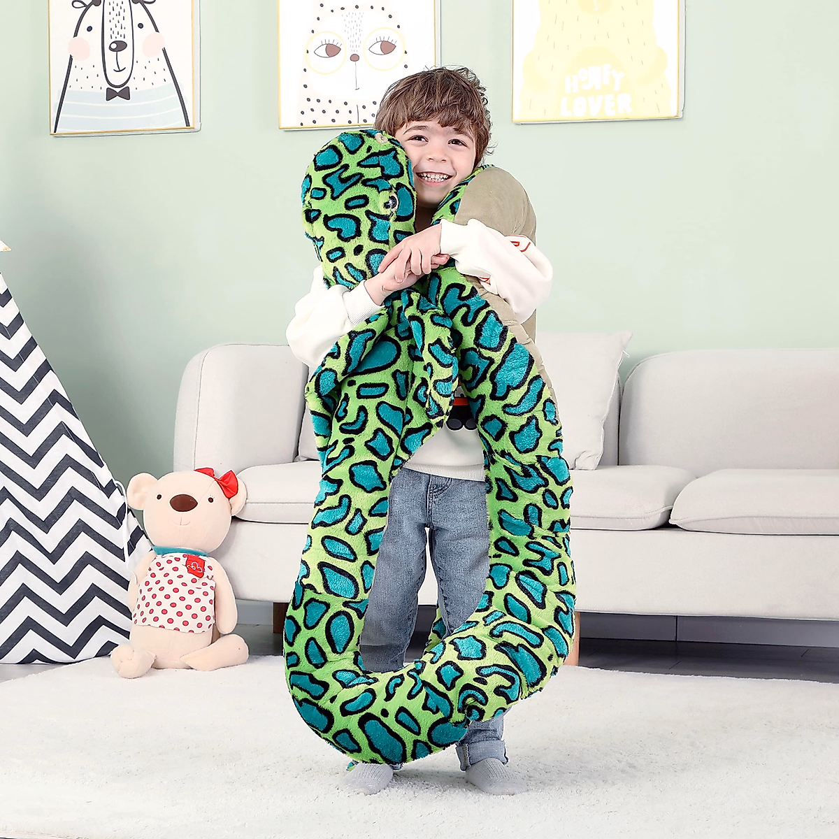 IKASA Giant Snake Stuffed Animal Plush Toy,106" Large Cobra Cute Jumbo Soft Toys,Huge Big Size Fluffy Plushy Fat Oversized Plushie,Gifts for Kids