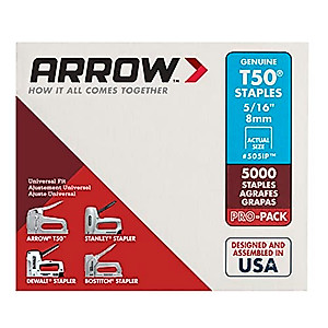 Arrow Fastener 505IP Genuine T50 5/16-Inch Staples, 5,000-Pack