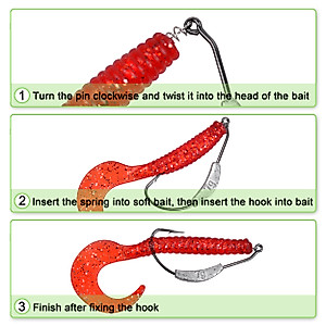 Twistlock Weighted Hooks, 25pcs Fishing Swimbait Hooks for Soft Plastics Weedless Weighted Worm Hooks with Centering Pin Saltwater Freshwater Bass Fishing Hooks