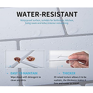 Art3d Peel and Stick Backsplash, 14x12 Subway Tiles, Faux Ceramic Tiles (10 Tiles, Thicker Version)