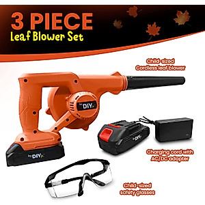 Deluxe Lithium Edition My First Leaf Blower from DIYjr - Real Leaf Blower for Kids Child Size Yard Tools for Children Family Quality Time, Gender Neutral Boys and Girls Junior Lawn and Garden Set