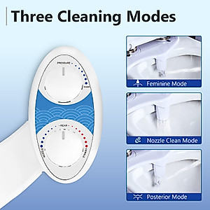 Bidet Attachment for Toilet,Nebulastone Ultra-Slim Bidet Sprayer,Retractable Self-Cleaning Dual Nozzles,Non-Electric Mechanical Bidet Toilet Seat Attachment with Adjustable Water, Blue White Mix