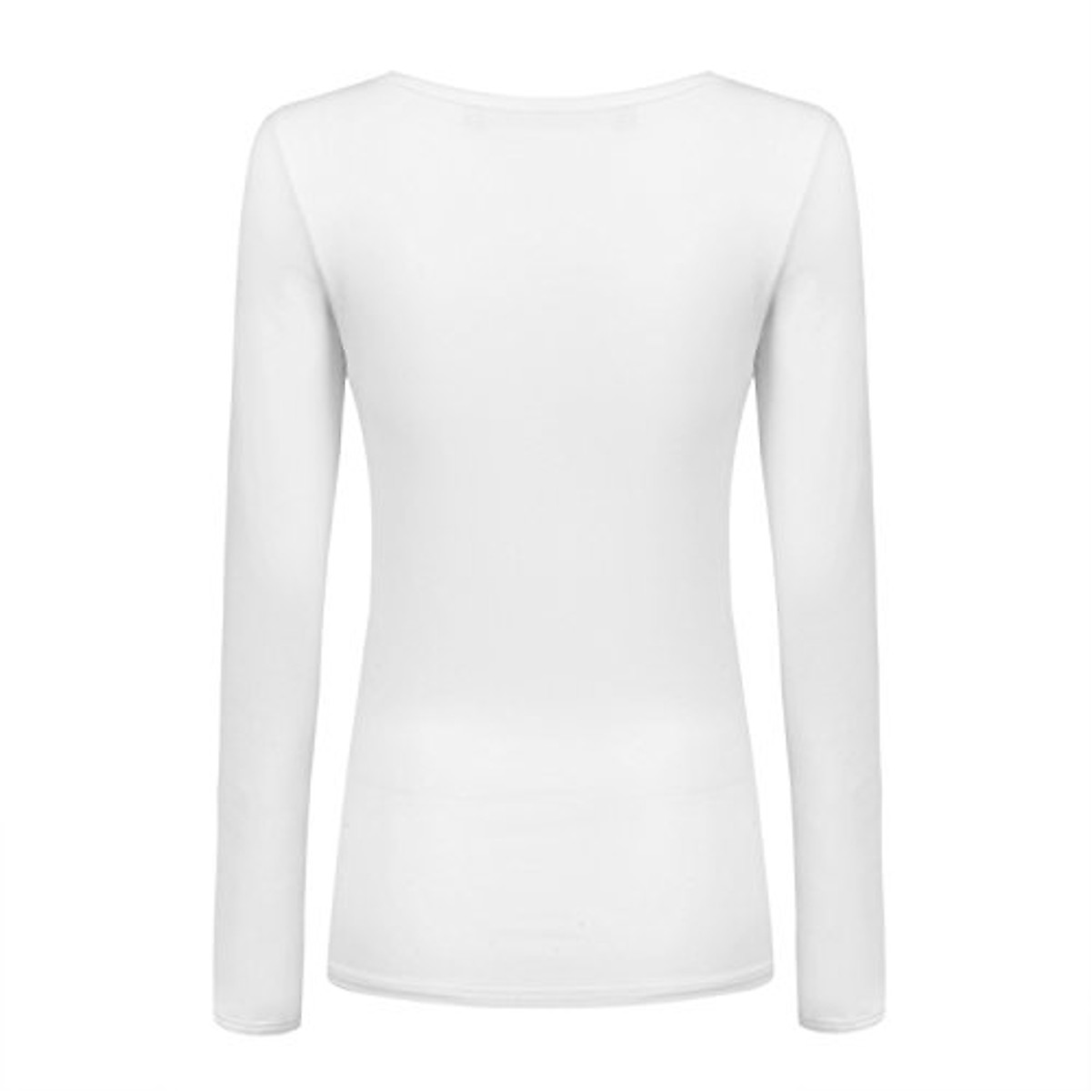 OThread & Co. Women's Long Sleeve T-Shirt Scoop Neck Basic Layer Stretchy Shirts (Medium, White)
