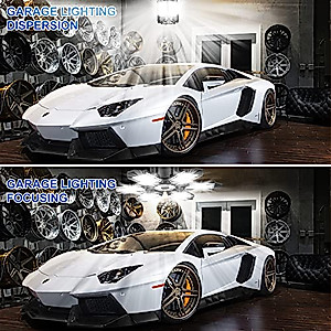 Led Garage Lights 6 Pack 220W Led Garage Ceiling Lights 6+1 Panels Super Bright Deformable Garage Lights Screw into E26/E27 Base Garage Light for Shop Basement Workshop Attic