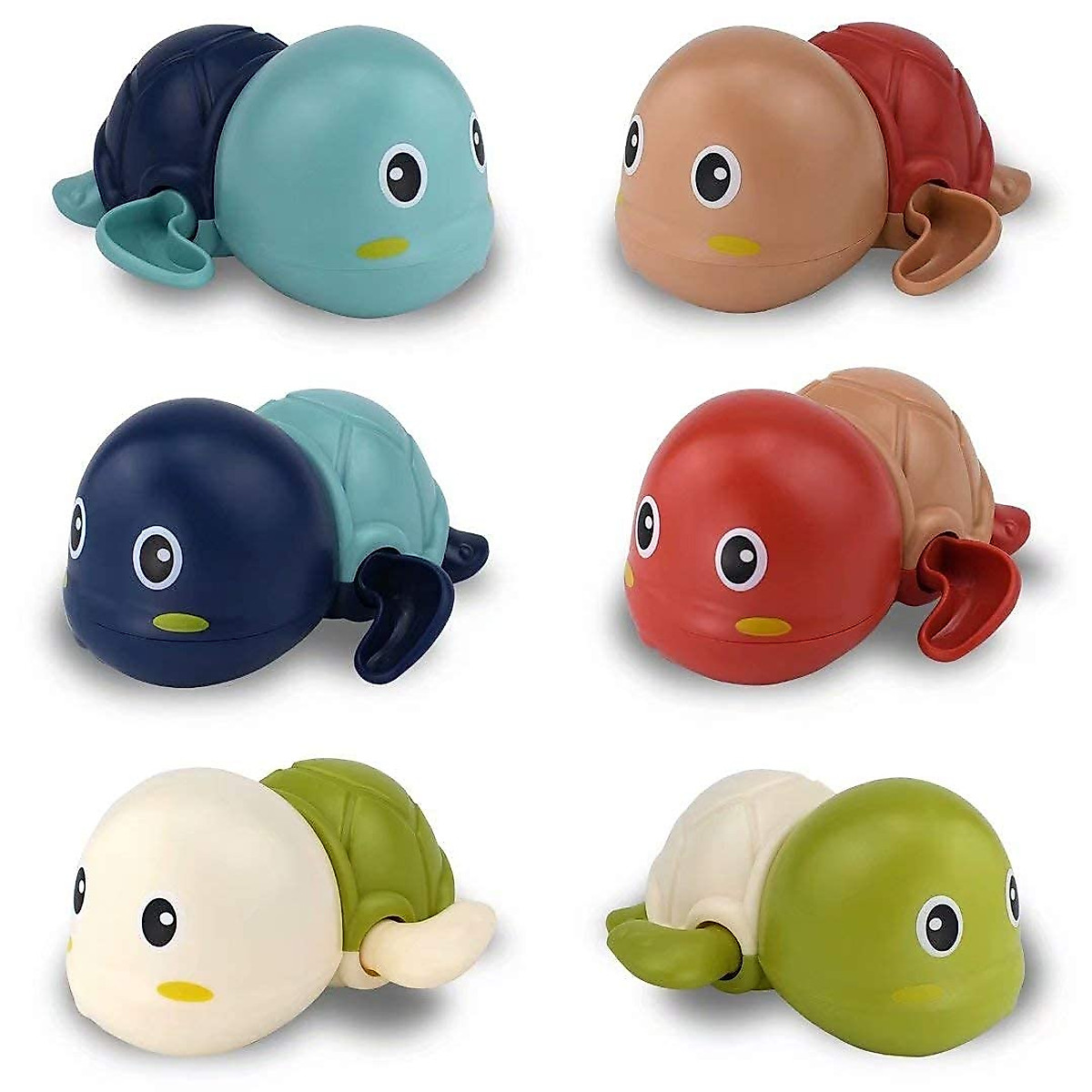 Kendyy Baby Bath Toys Set for Toddlers, Wind Up Swimming Turtle Animal Bathtub Bathroom Pool Beach Floating Toys Birthday 3 4 5 Year Old Boys & Girls Kids (6Pcs +1 Organizer+2 Hooks)