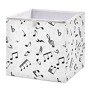 Sletend Cube Storage Bins Phonic Notes Music Collapsible Storage Baskets Foldable Fabric Storage Box for Clothes, Toys 11" x 11" x 11"