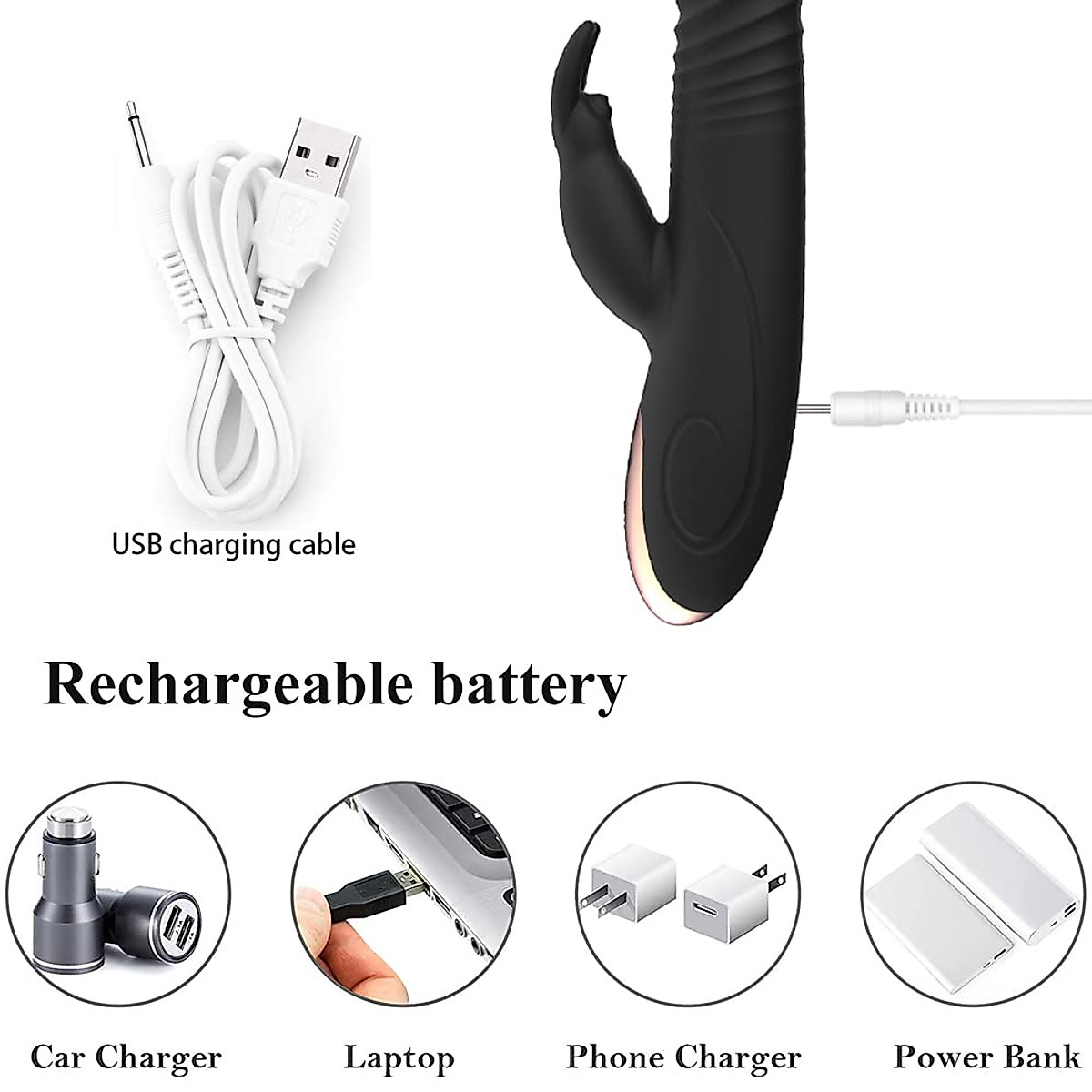 Deep Vibrating Massager Personal Handheld Vibrators Massage Personal Portable Massager 8 Speeds Vibration Pleasure for Body Women Female Gifts (Balck)