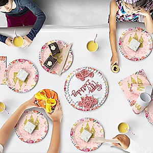 Princess Party Decorations, 145 PCS Princess Birthday Decorations, Princess Birthday Party Supplies Includes Princess Banner Paper Plates and Napkins Cups Balloons