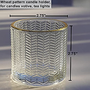 VOHO Votive Candle Holders Set of 6 with Gold Rim, Clear Tealight Candle Holder Bulk for Wedding Party, Glass Votive Candle Holders for Centerpiece Decoration(Clear, 2.75'' x 2.75'')