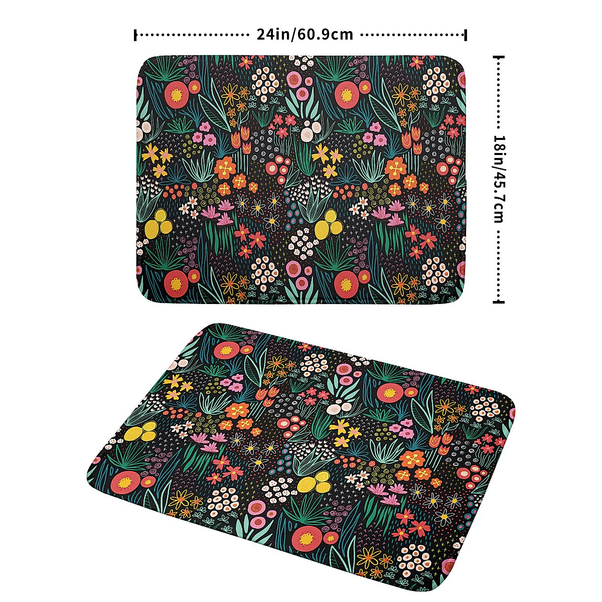 Giwawa Colorful Flowers Dish Drying Mats for Kitchen Counter 18 X 24 Inch Spring Floral Microfiber Dish Mat, Reversible Dish Drainer Mats Countertops Protector Pad