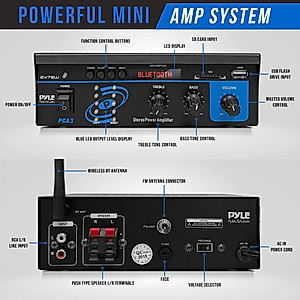 Pyle Home Home Audio Power Amplifier System - 2X75W Mini Dual Channel Sound Stereo Receiver Box w/ LED - For Amplified Speakers, CD Player, Theater via 3.5mm RCA - For Studio, Home Use - Pyle PCA3